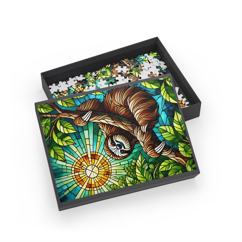 Stained Glass Sloth Puzzle, 1000-piece Jigsaw, Lazy Animal, Relaxing ...