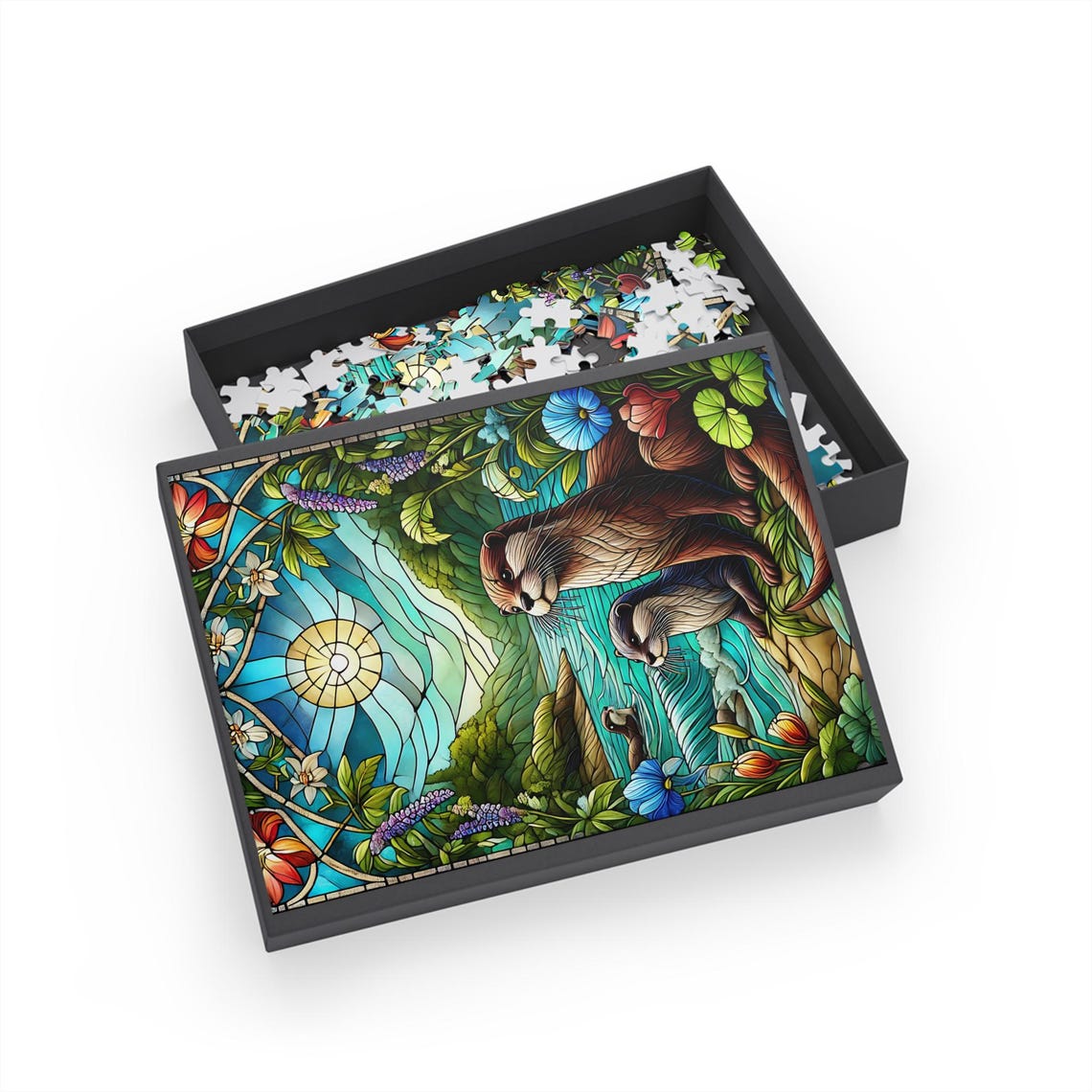 Stained Glass Otter Puzzle - 96, 252, 500, 1000-piece, Fun Activity for ...