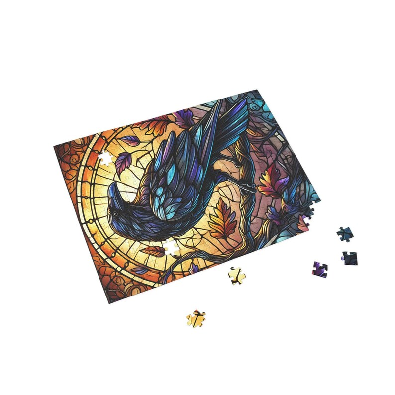 Majestic Raven Stained Glass Puzzle(96, 252, 500, 1000-piece) - Etsy