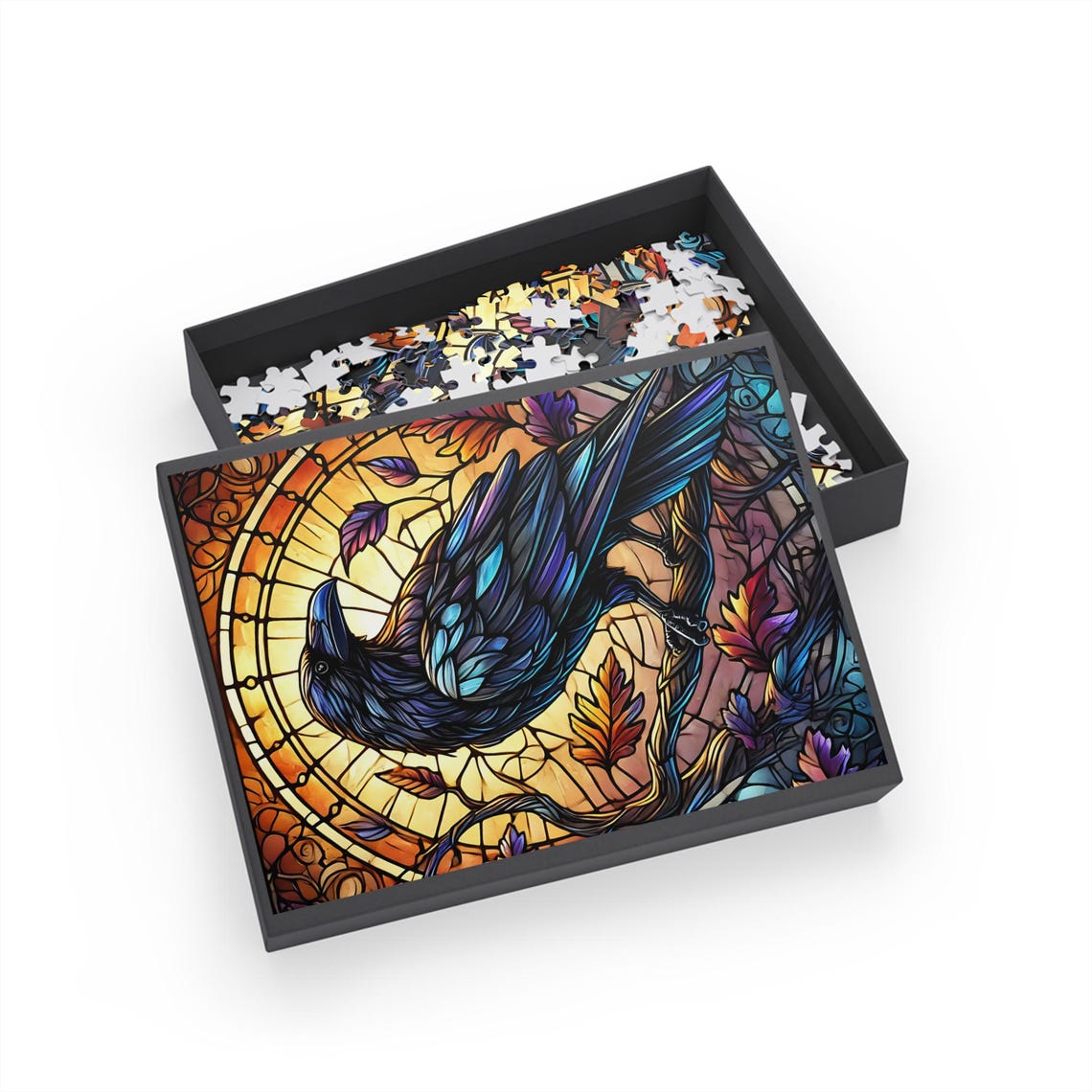 Majestic Raven Stained Glass Puzzle(96, 252, 500, 1000-piece) - Etsy