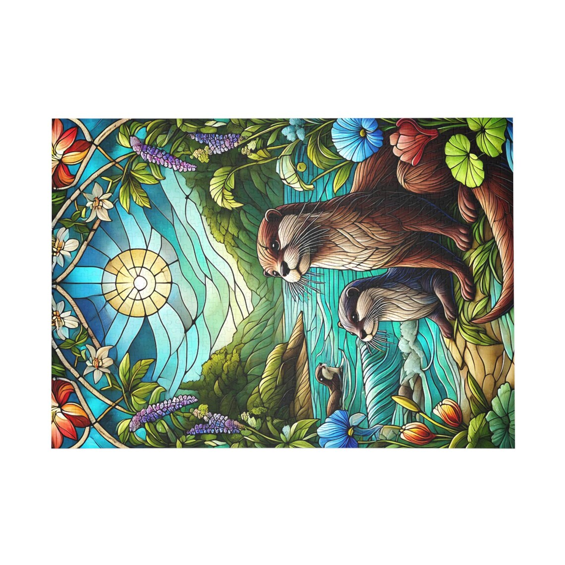 Stained Glass Otter Puzzle - 96, 252, 500, 1000-piece, Fun Activity for ...