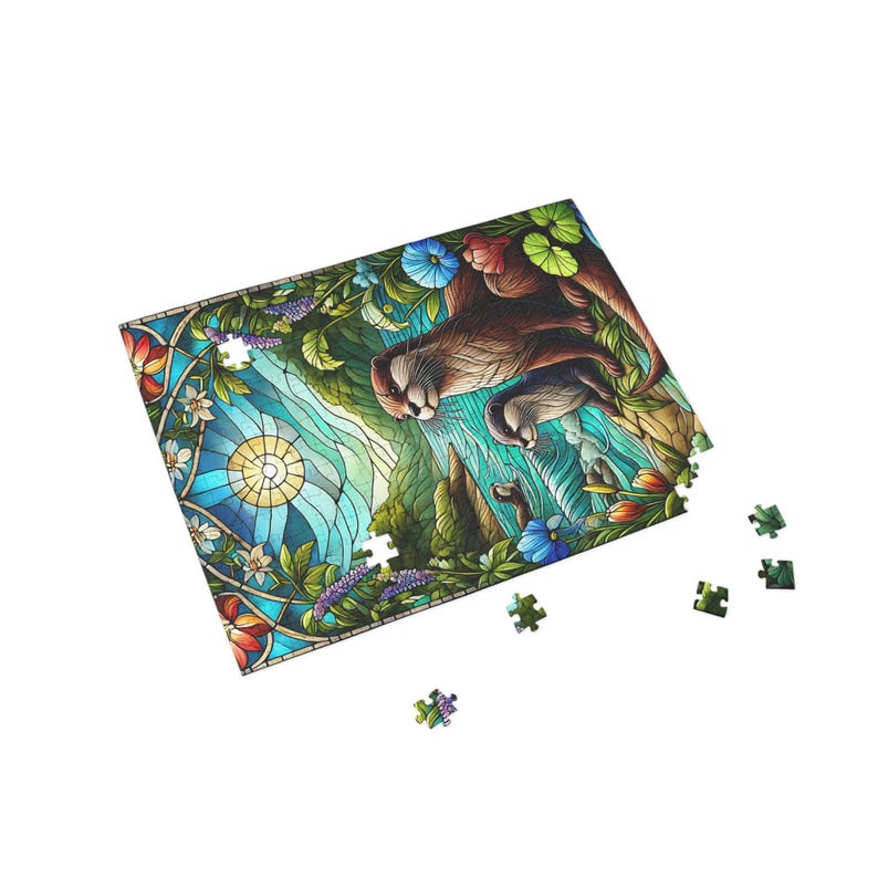 Stained Glass Otter Puzzle - 96, 252, 500, 1000-piece, Fun Activity for ...