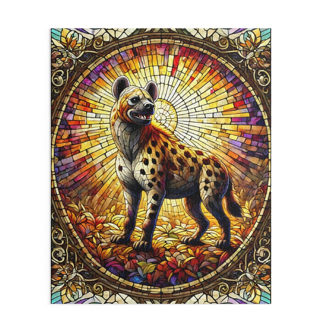 Puzzle, Hyena Stained Glass Jigsaw Puzzle - Animal Lover Gift ...