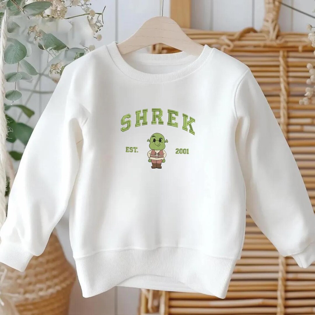 Shrek Embroidered Kids Sweater, Cute Cartoon Crewneck, Toddler Cozy ...
