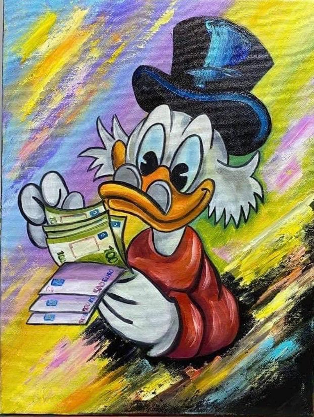 Scrooge Mcduck Painting, Funny Money Art on Canvas - Etsy