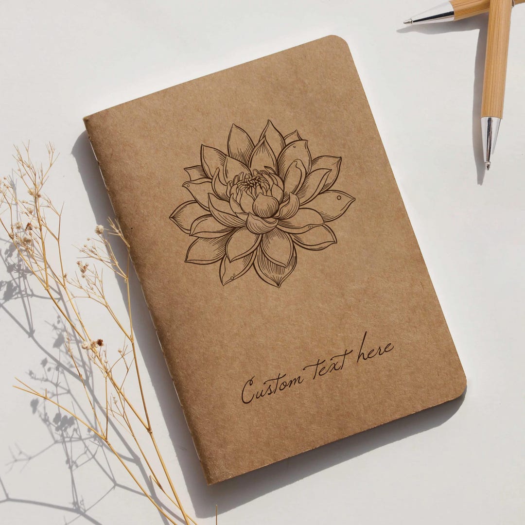 Personalized Lotus Notebook Custom Engraved Kraft Journal | Mindful ...