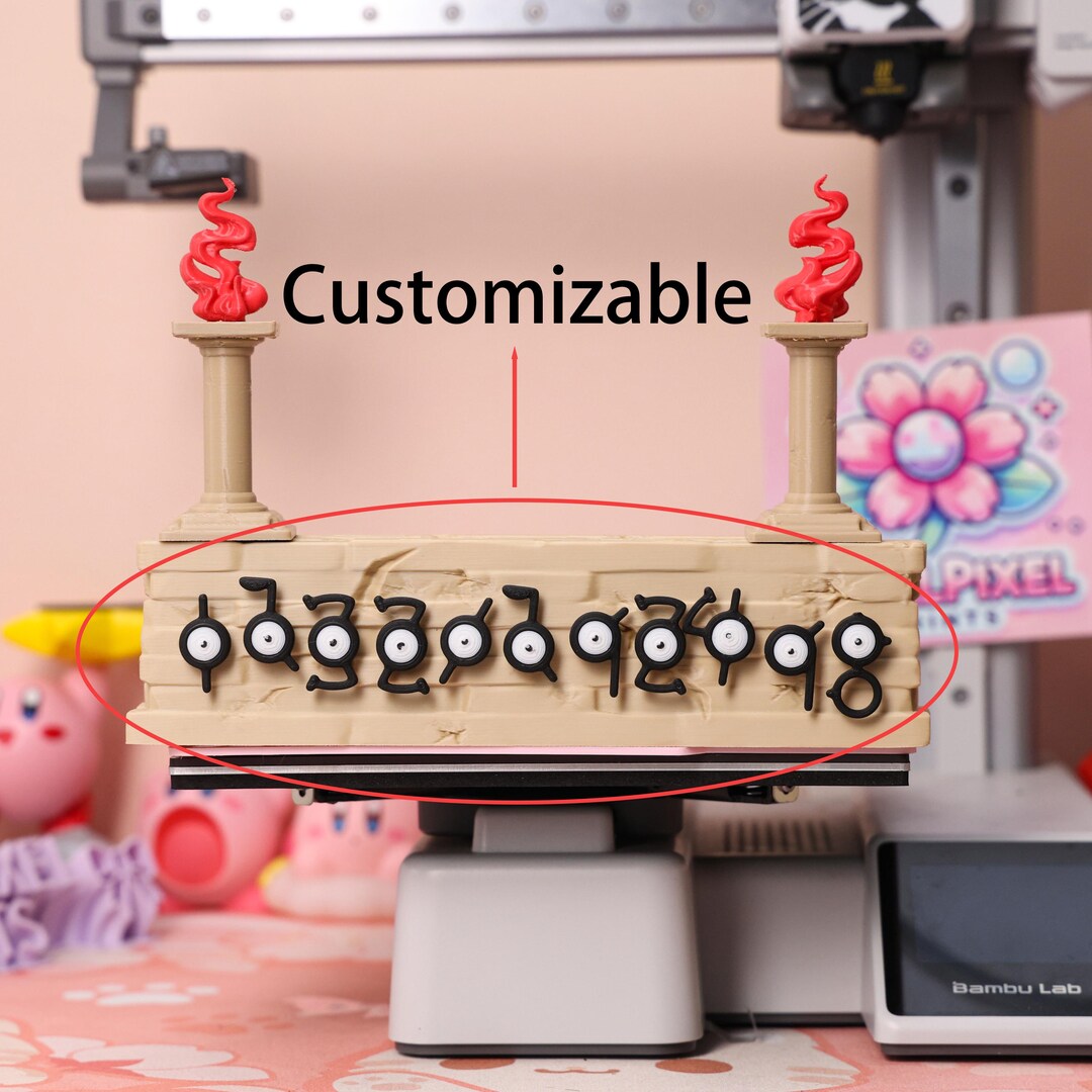 Custom Ruin Nameplate Unown Letters for Desk Gamer Decor Retro Monster ...