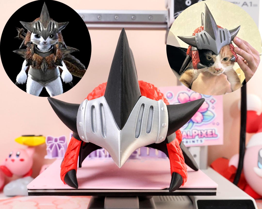 Monster Hunter Felyne Rathalos Cat Helmet Replica 3D Printed Palico ...