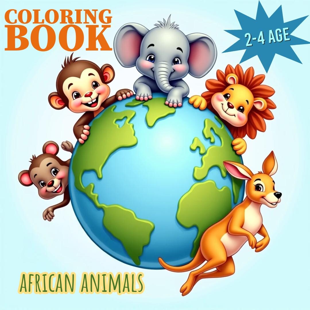 African Animals Coloring Book for Toddlers | 17 Fun Black & White Pages ...