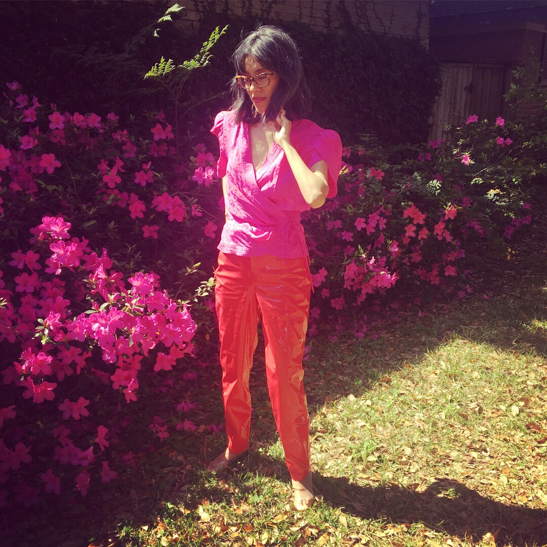 Red Plastic Pants - Etsy