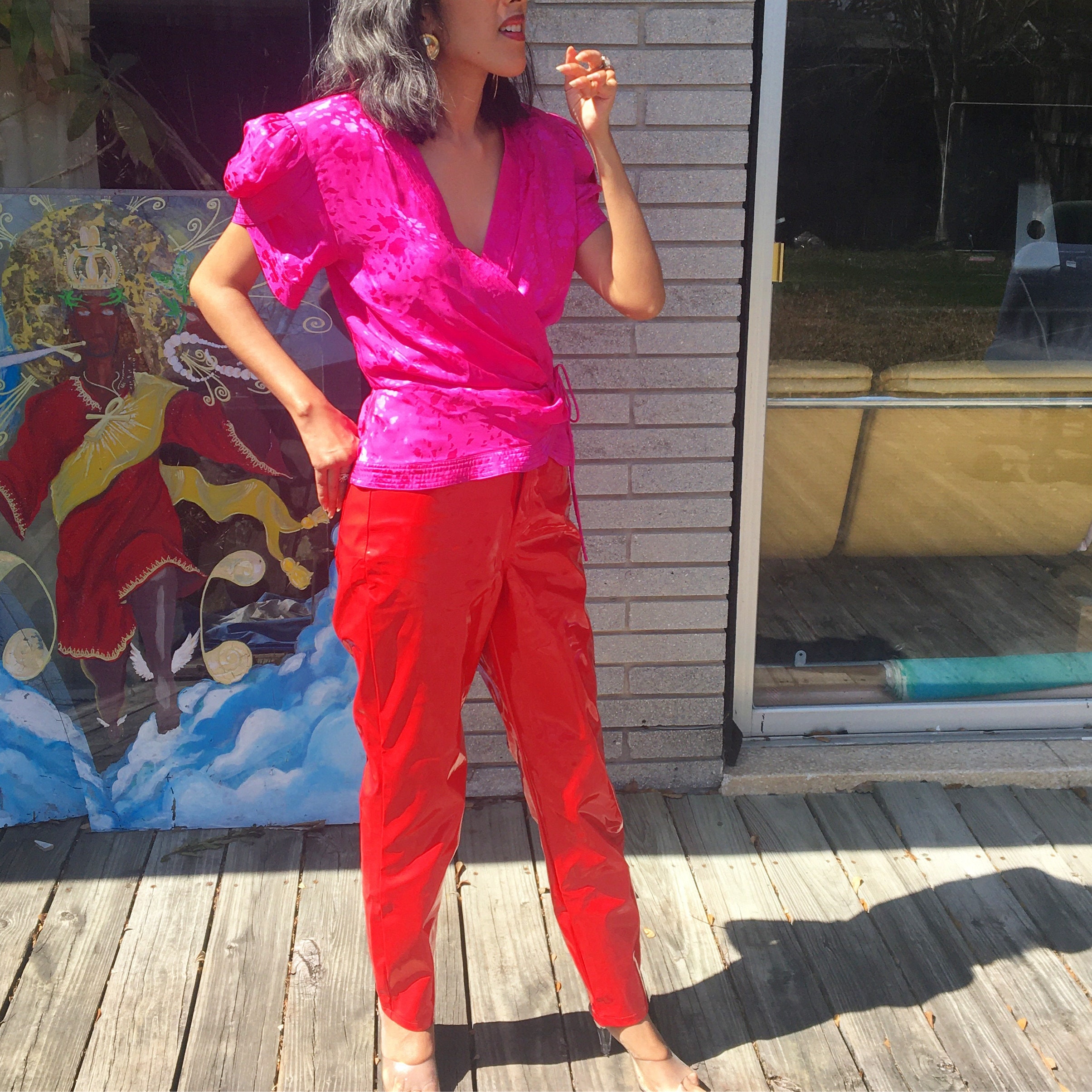 Red Plastic Pants - Etsy