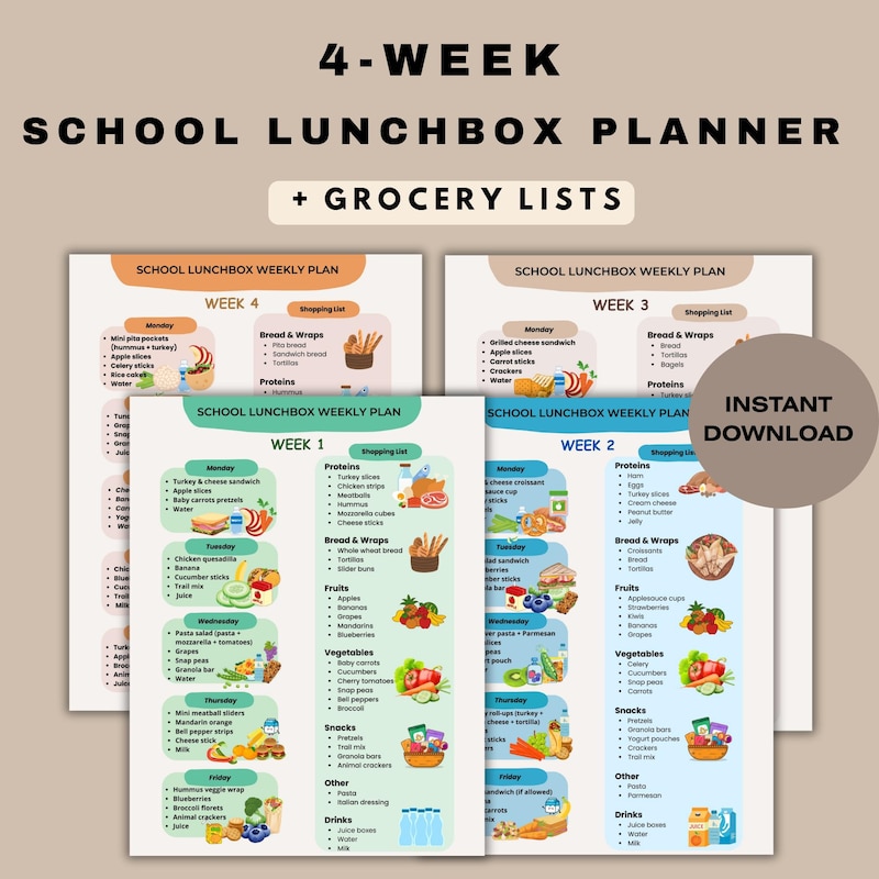 Lunch Menus School - Etsy