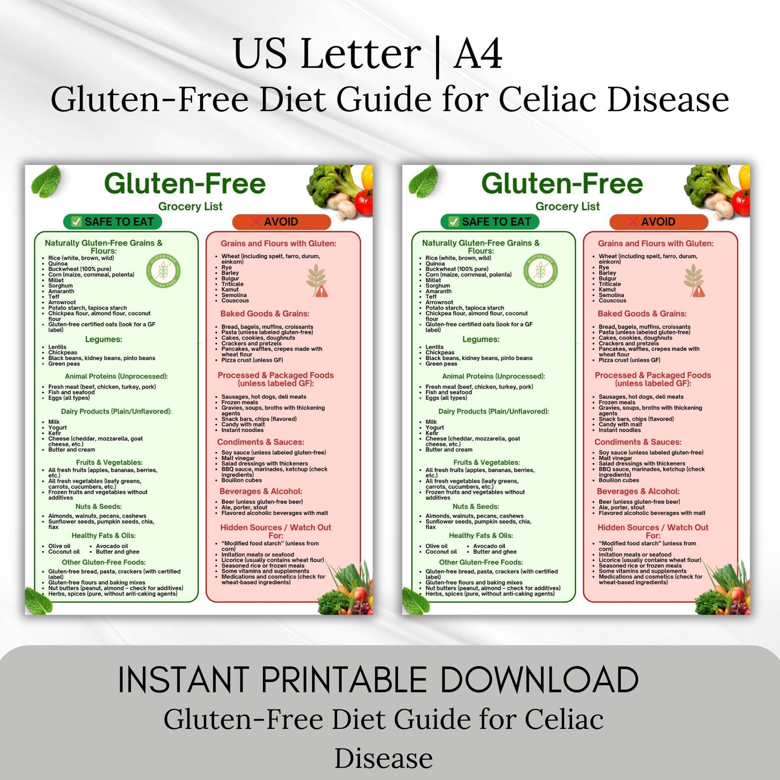 Gluten-free Grocery List Printable PDF | Celiac Food Guide | Gluten ...