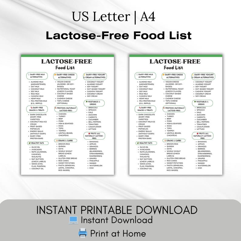Lactose-free Food List PDF, Lactose Free Diet, Lactose Free Foods ...