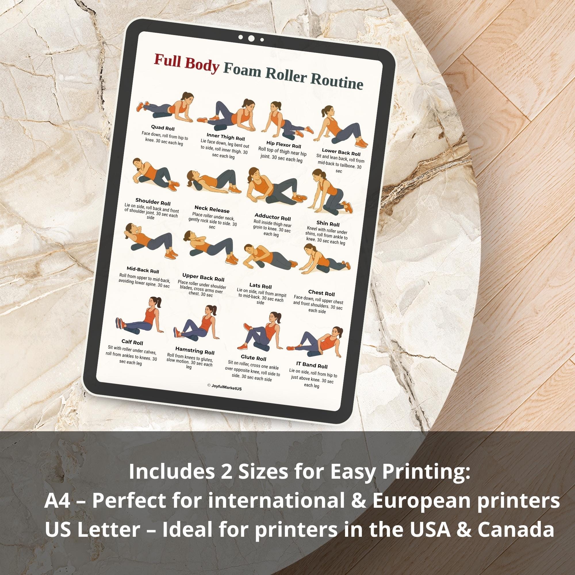 Full Body Foam Roller Routine Chart | Printable Foam Rolling Exercises ...