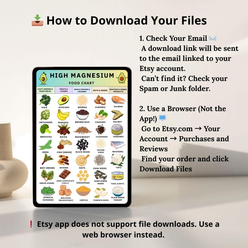 High Magnesium Food Chart PDF, Magnesium-rich Foods List Printable ...
