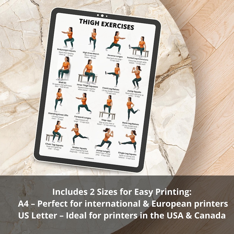 Thigh Exercises for Women | Inner & Outer Thigh Workout Chart ...