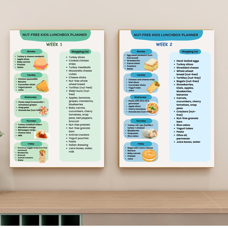 Nut-free Kids Lunchbox Planner | 4-week School Meal Plan & Grocery List ...