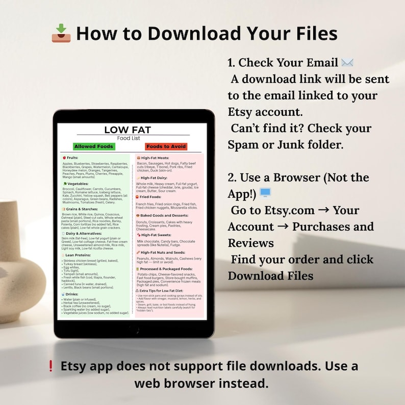 Low Fat Food List Printable PDF, Eat and Avoid Chart for Clean Eating ...