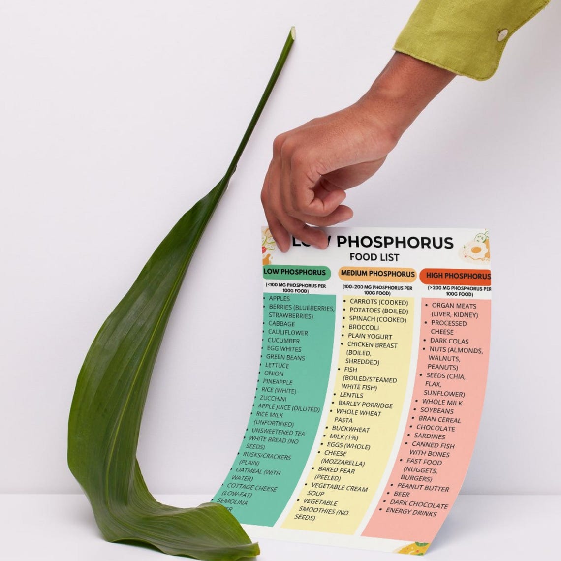 Low Phosphorus Food List Printable, Phosphorus Chart, CKD Food List ...