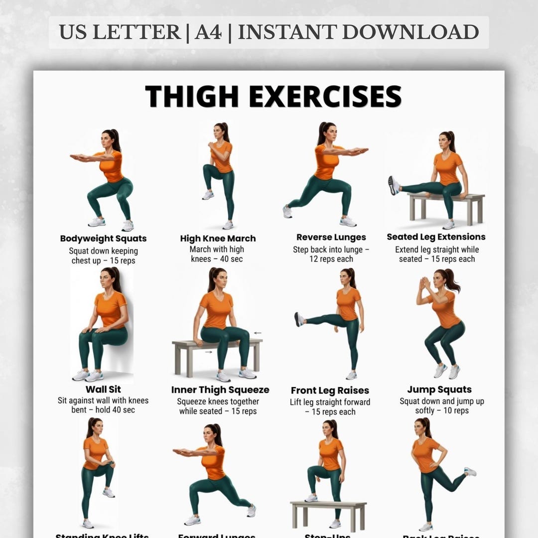 Thigh Exercises for Women | Inner & Outer Thigh Workout Chart ...