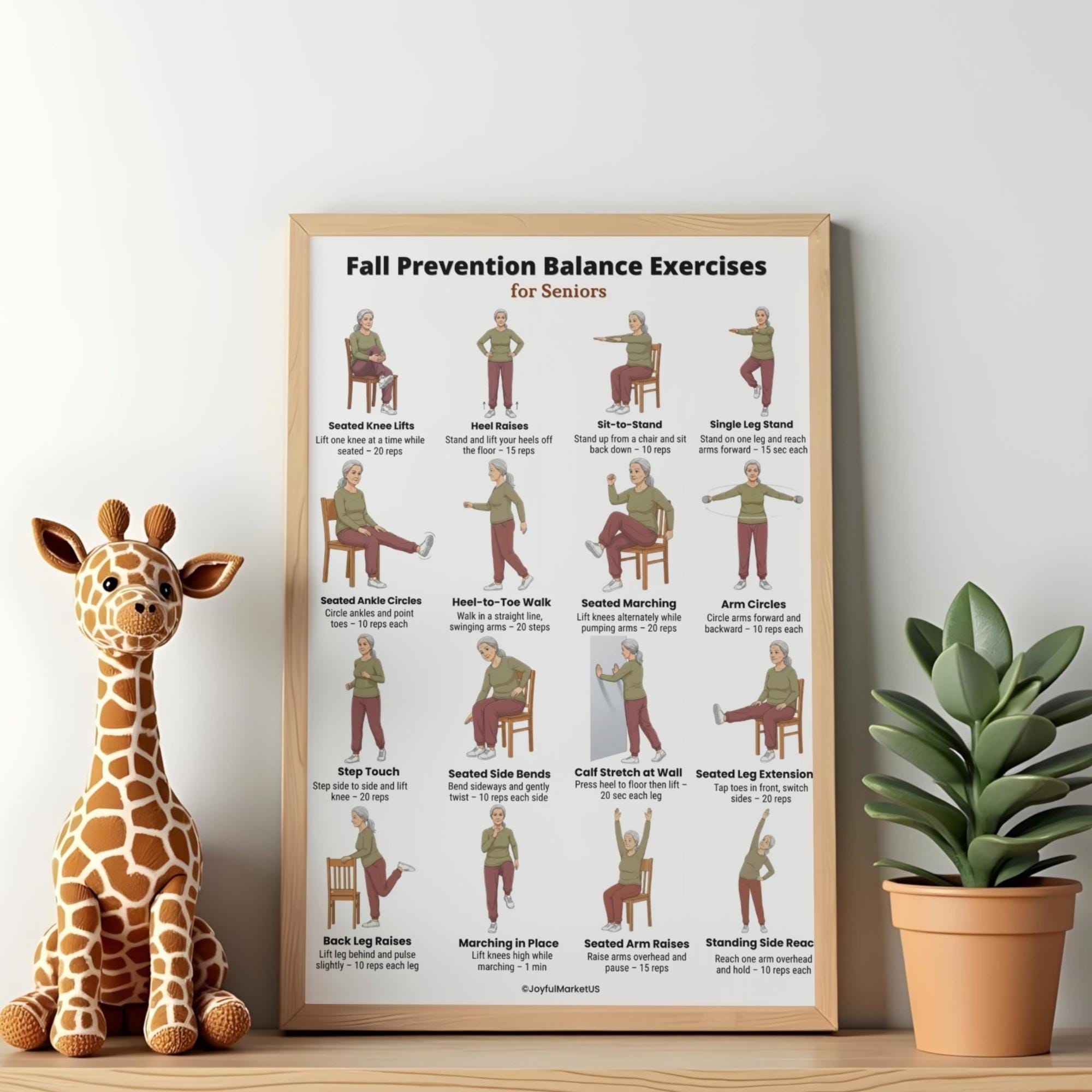Senior Balance Exercises | Standing & Chair Balance Workout Chart ...
