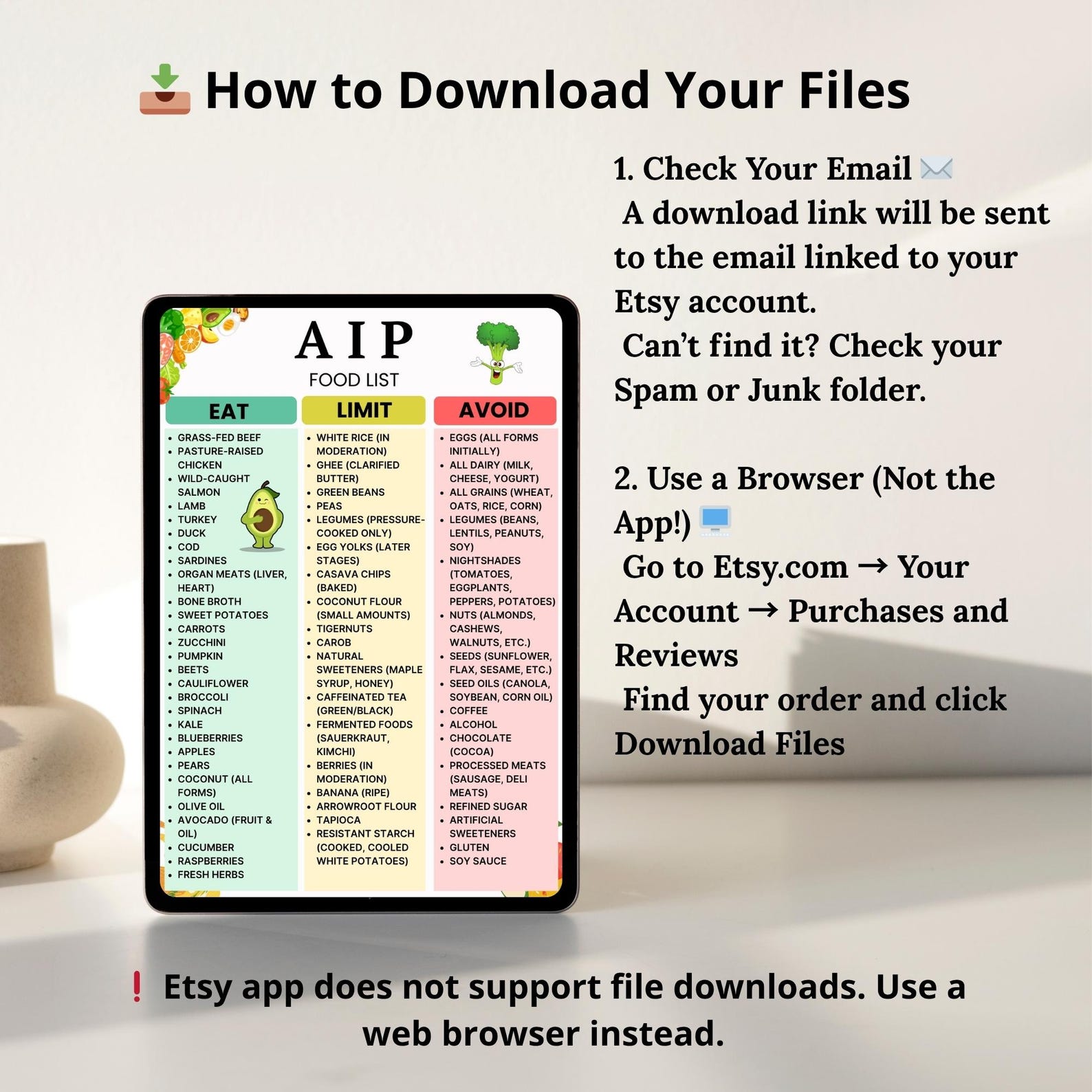 AIP Food List Printable, Autoimmune Protocol Chart PDF, Paleo Diet ...
