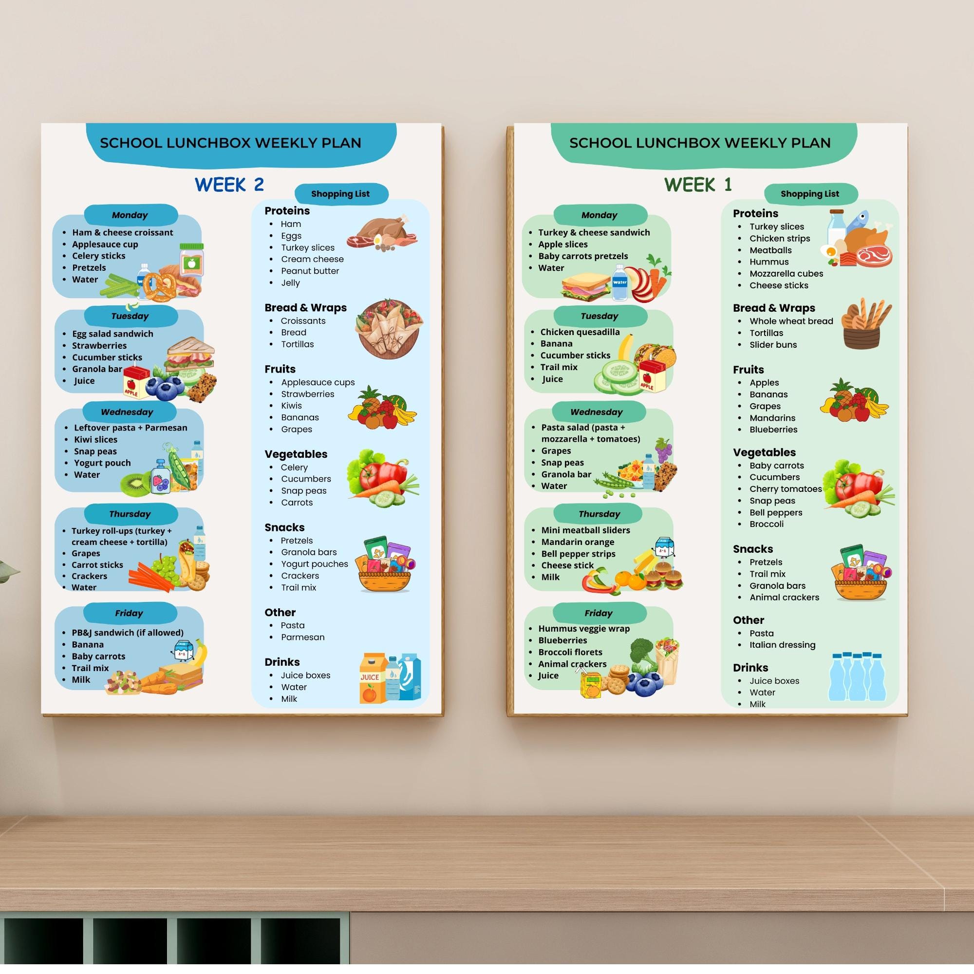 Kids Lunchbox Planner Printable, School Lunch Ideas for Kids, Weekly ...