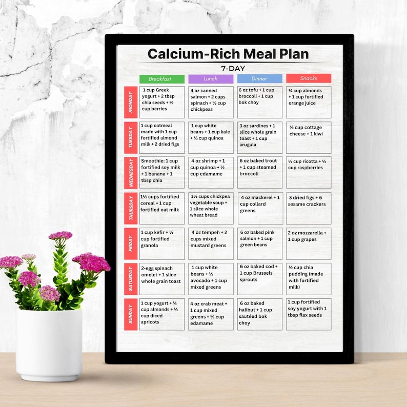 Calcium Rich Meal Plan 7 Day | High Calcium Foods Meal Plan PDF ...
