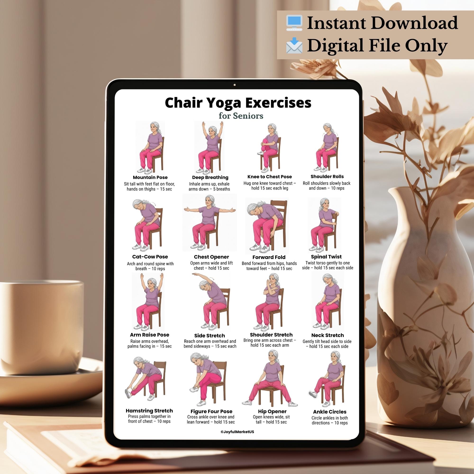 Chair Yoga for Seniors | Seated Chair Yoga Exercises Chart | Home Yoga ...