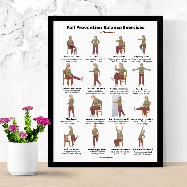 Senior Balance Exercises | Standing & Chair Balance Workout Chart ...