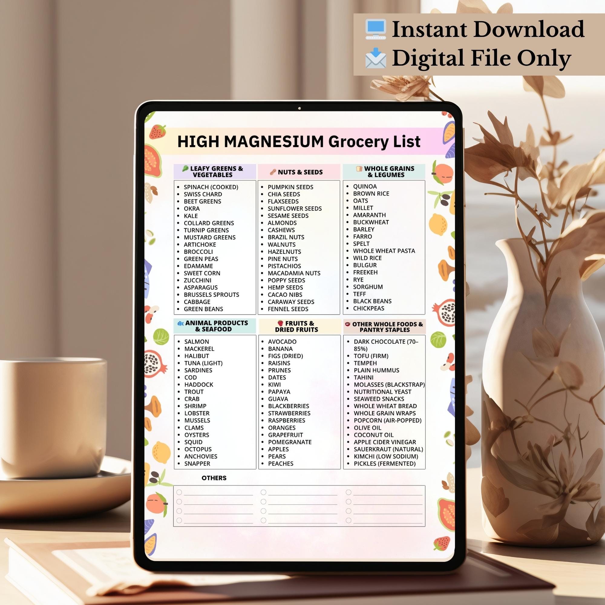 High Magnesium Grocery List PDF, Magnesium-rich Whole Foods Printable ...