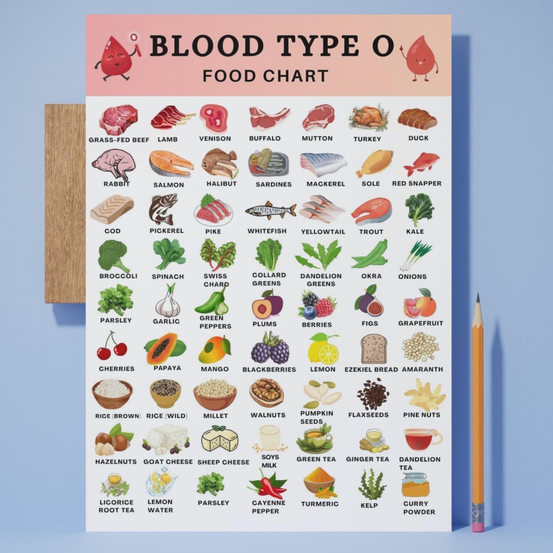 Blood Type O Food List, Blood Group O Chart, Food Choices for Blood ...