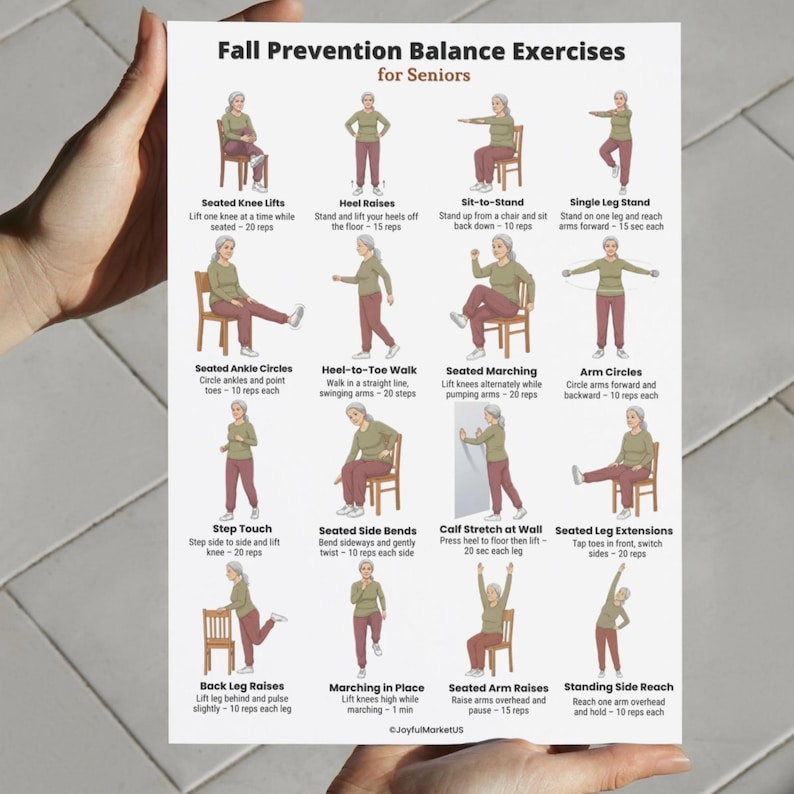 Senior Balance Exercises | Standing & Chair Balance Workout Chart ...