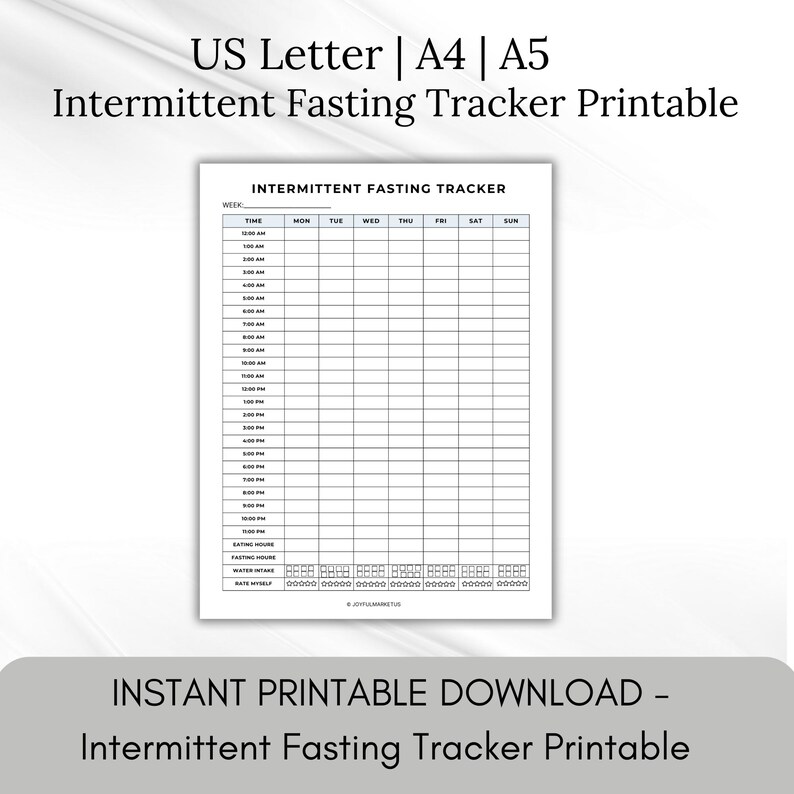 Intermittent Fasting Tracker Printable - 16/8, 18/6 & OMAD Fasting ...