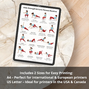 Kids Strength and Core Workout Printable PDF, 16 Exercises for Children ...