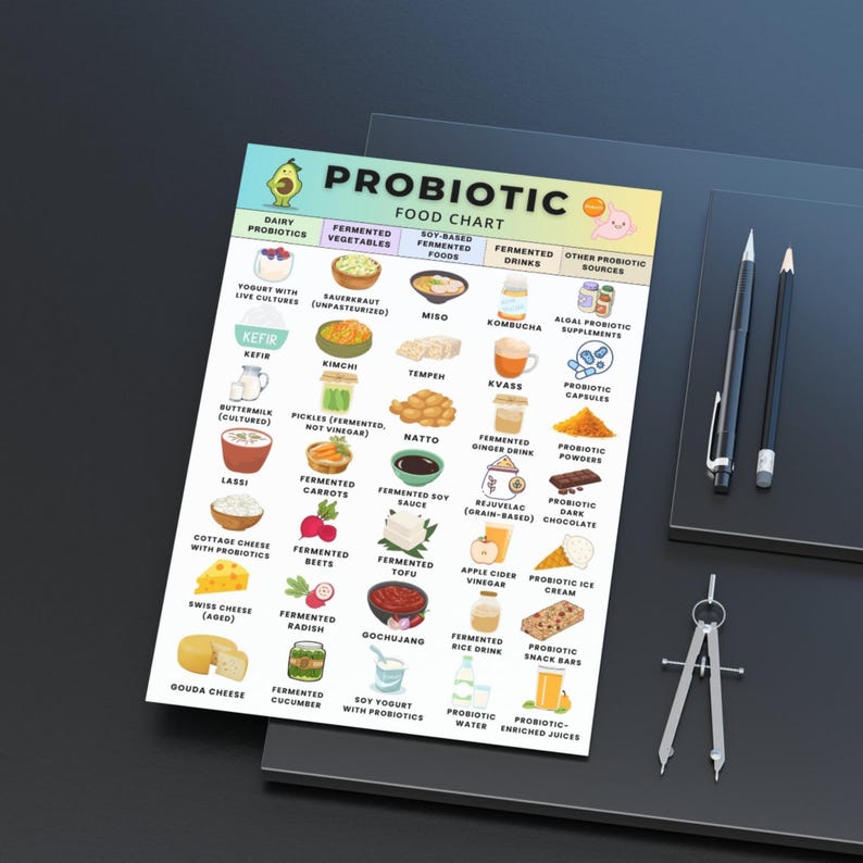 Probiotic Food Chart Printable | Probiotic Food List PDF | Fermented ...