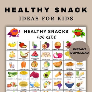 Healthy Snacks for Kids Printable | School Lunch Toddler Snack List ...