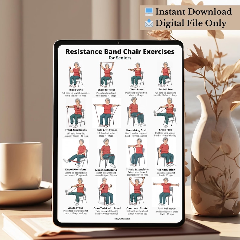 Resistance Band Chair Exercises for Seniors | Seated Resistance Band ...