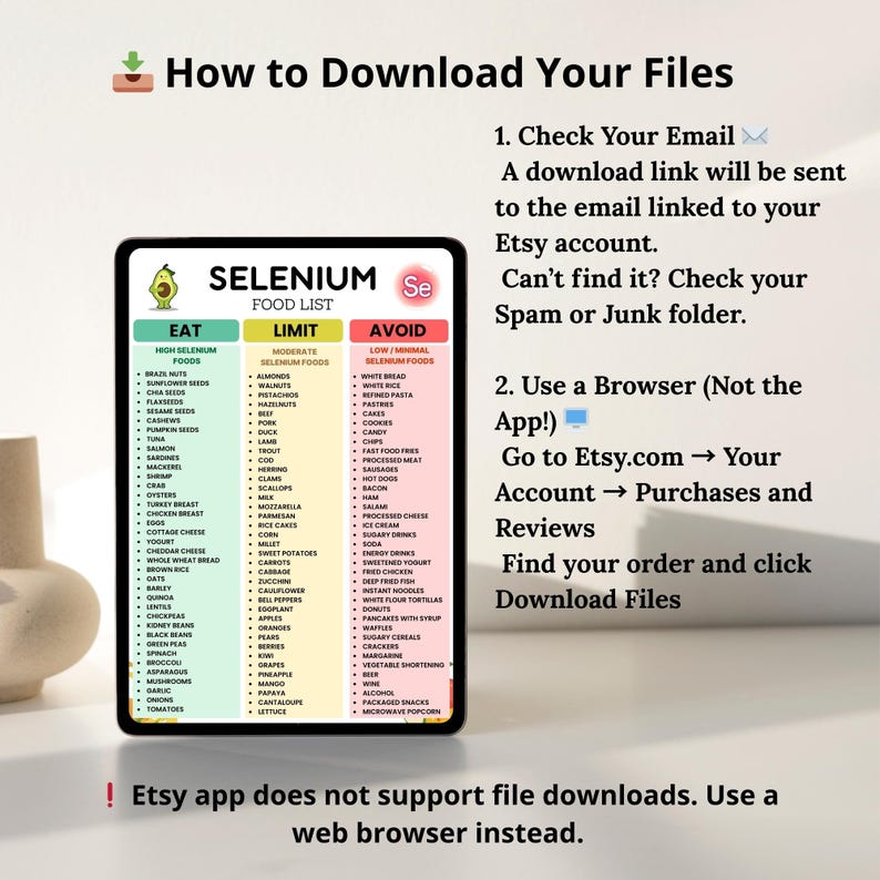 Selenium Food List Printable, High Selenium Foods Chart PDF, Selenium ...