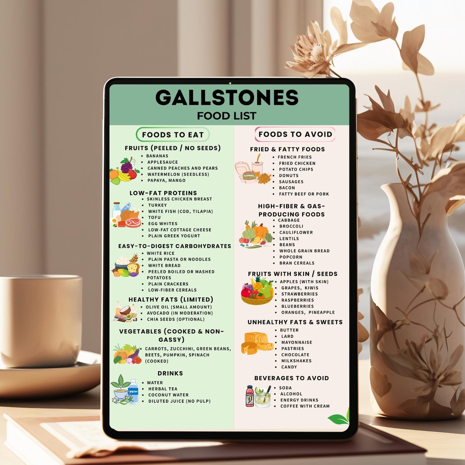 Gallstones Diet Food List, Cholelithiasis Grocery List, Eat & Avoid ...