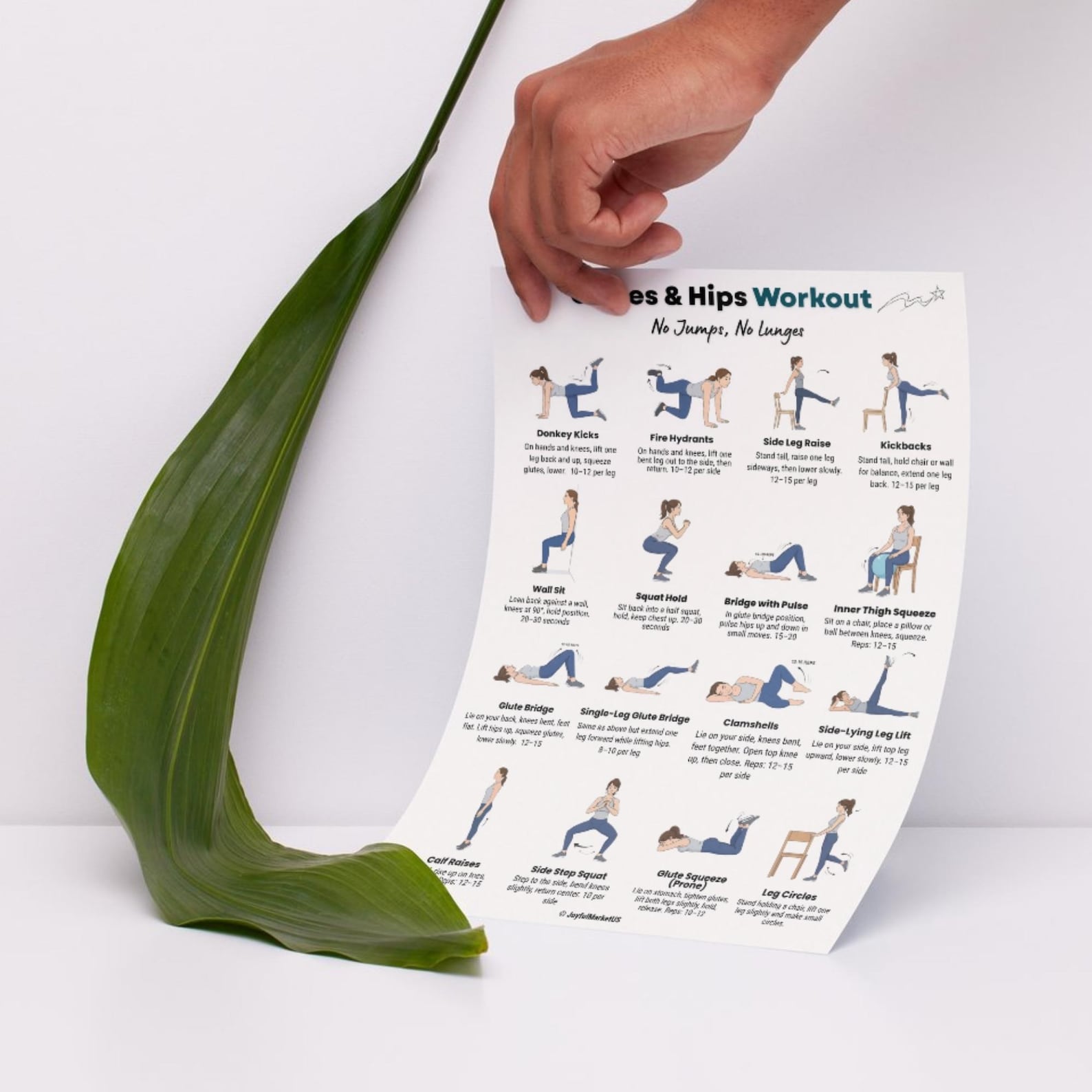 Glutes and Hips Workout | Printable Exercise Chart | No Jump Home ...