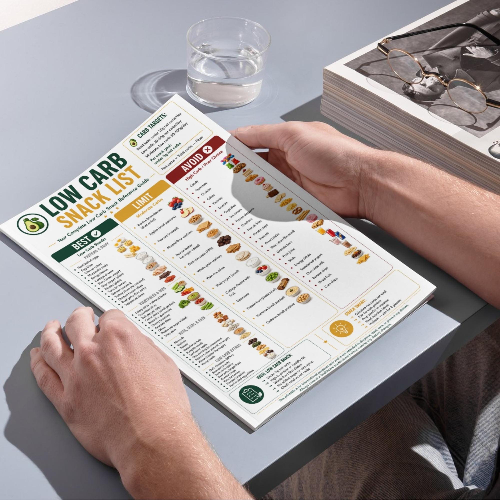 Low Carb Snack List Printable, Low Carb Snacks Reference Guide PDF ...