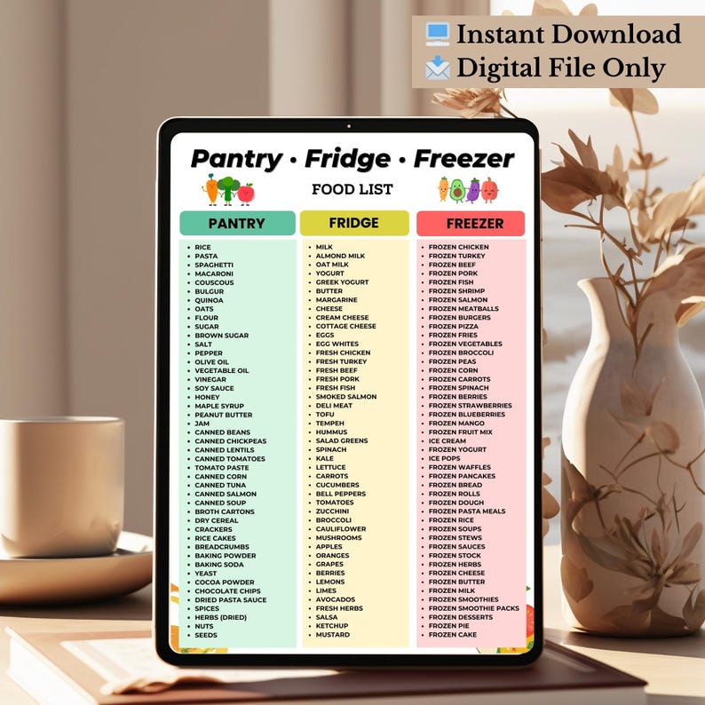Pantry Fridge Freezer Foods List, Food Storage Categories Chart ...