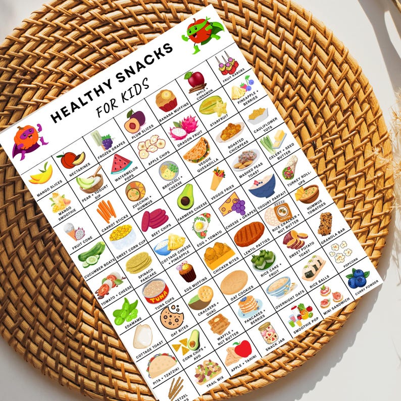 Healthy Snacks for Kids Printable | School Lunch Toddler Snack List ...
