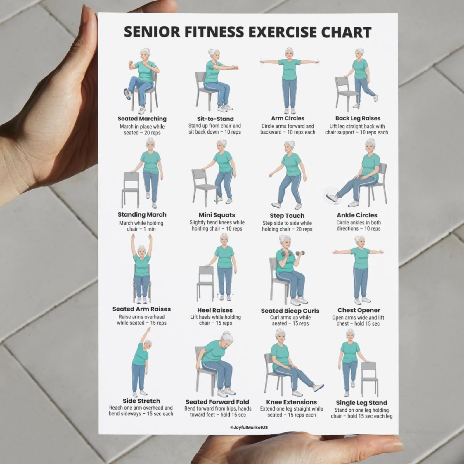 Exercises for Seniors | Standing & Chair Senior Fitness Workout Chart ...