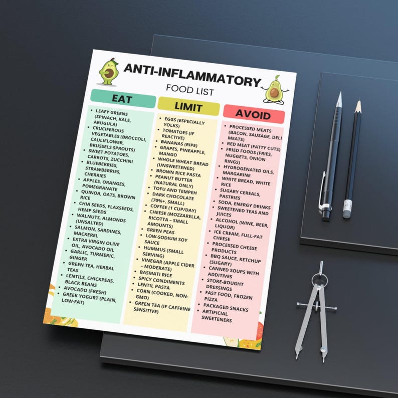 Anti-inflammatory Food List Printable, Anti-inflammatory Grocery Chart ...