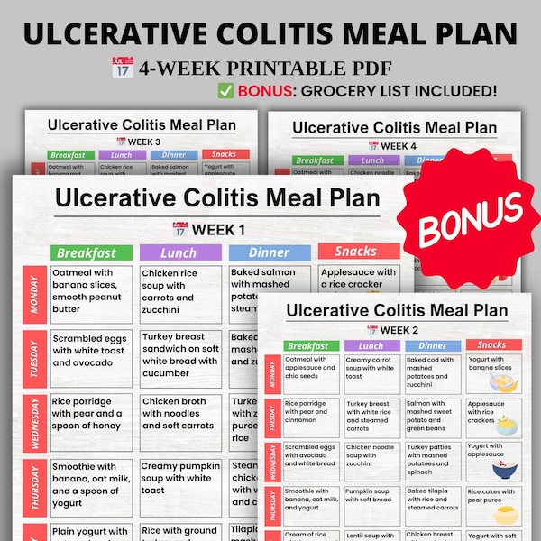 Colitis Meal Plan - Etsy