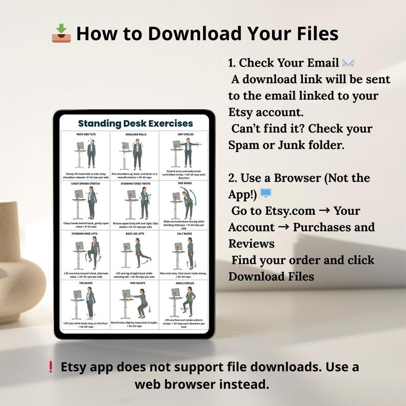 Standing Desk Exercises Printable | Office Workout Poster | 12 Standing ...