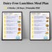 Dairy Free Lunchbox Planner for Kids, Dairy-free School Lunch Ideas, 4 ...